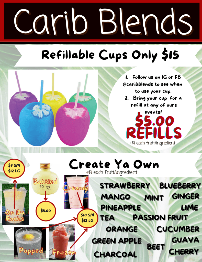 Food Trailer Menu – Carib Blends Catering & Concessions LLC